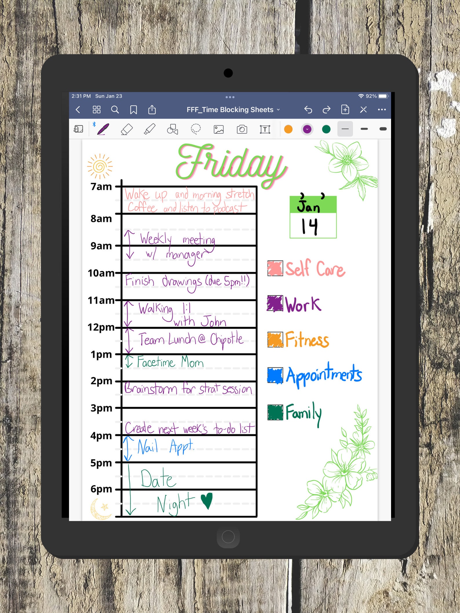 Time Blocking Sheets Goodnotes or Printable Daily Planner IMPROVE TIME ...
