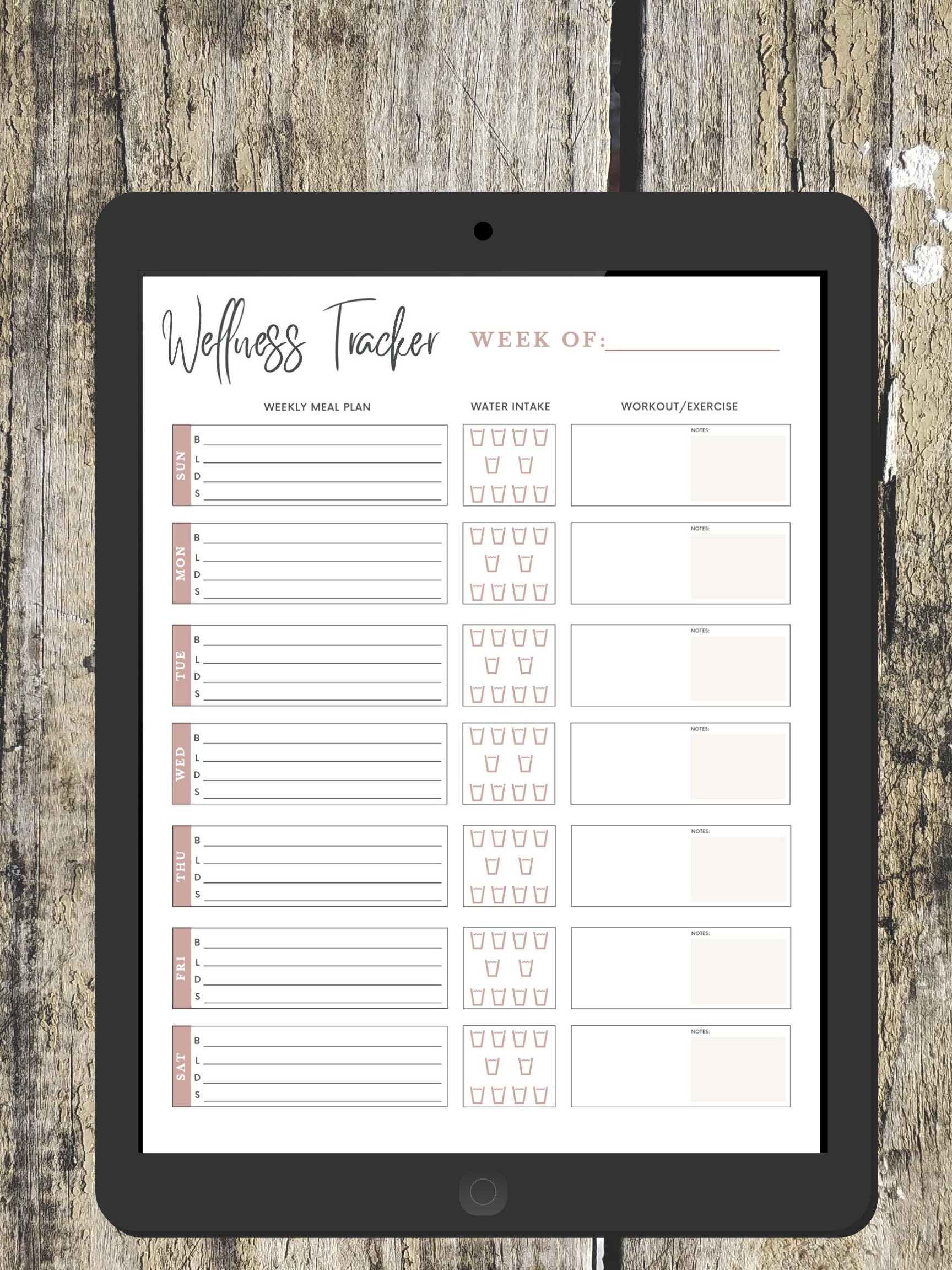 Self Care Weekly Wellness Journal | Food Diary, Exercise, Water Tracker ...