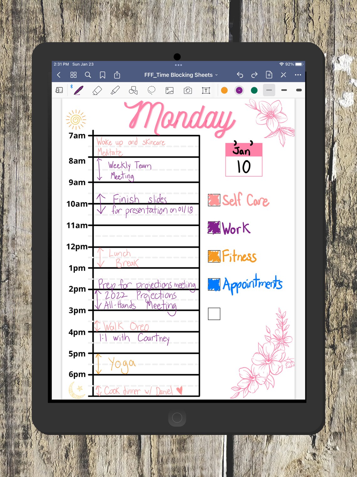 Time Blocking Sheets Goodnotes or Printable Daily Planner IMPROVE TIME ...