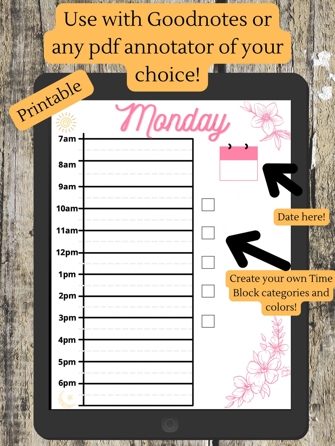 Time Blocking Sheets Goodnotes or Printable Daily Planner IMPROVE TIME ...