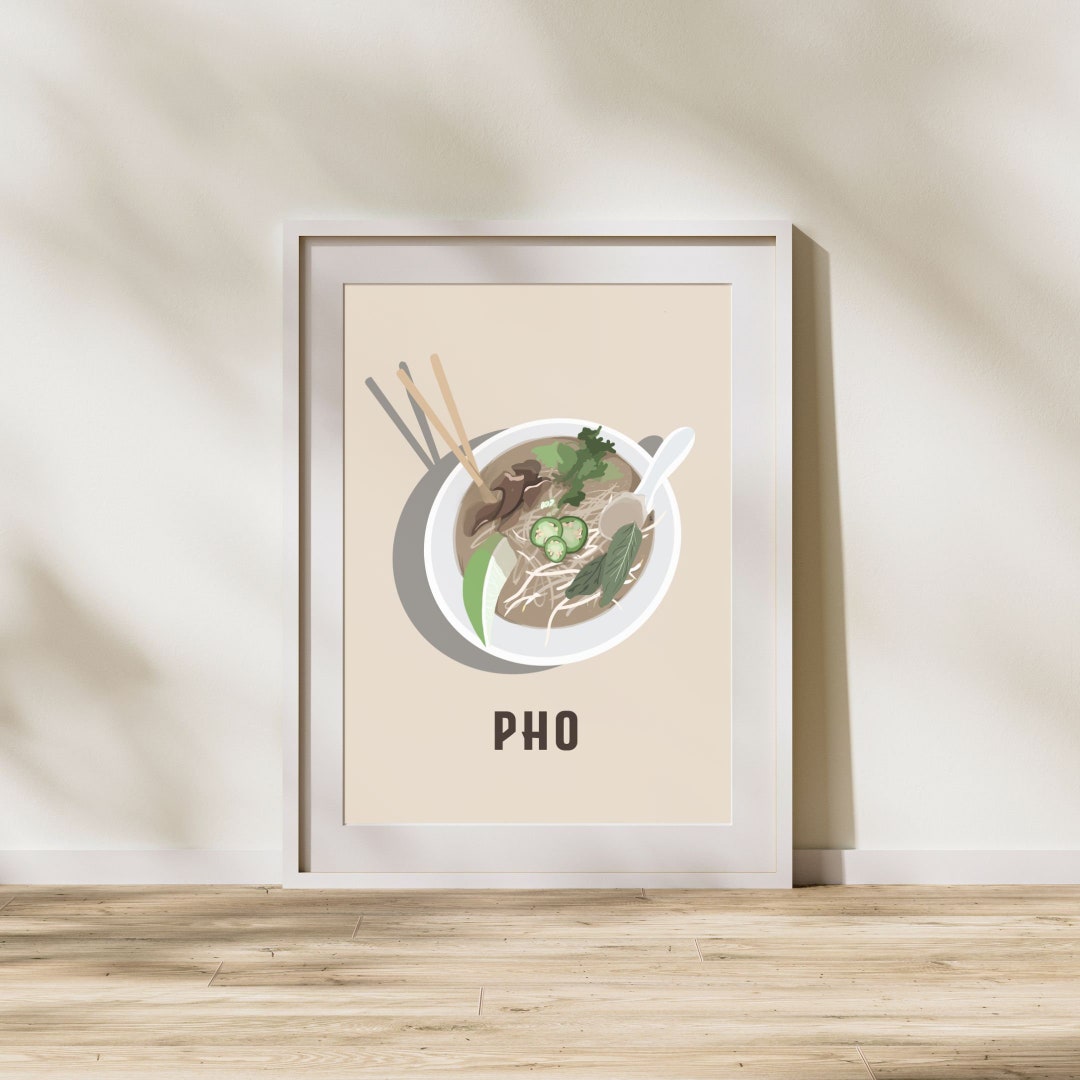 Pho Poster | Digital Art Download | Kitchen Art | Retro Pho Art Poster ...