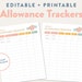 Allowance Budget Tracker for Kids, Printable Expense List, Editable ...