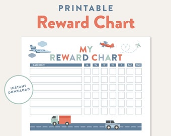 PRINTABLE Kids Reward Chart Construction Trucks Toddler - Etsy