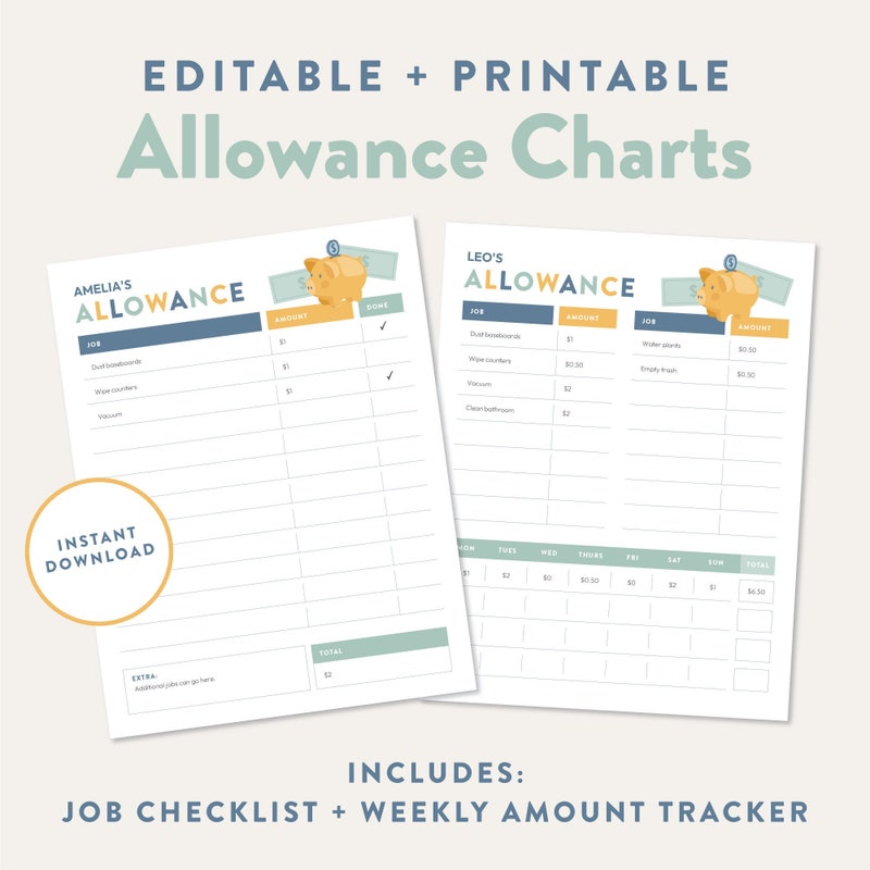 Allowance Chart - Etsy