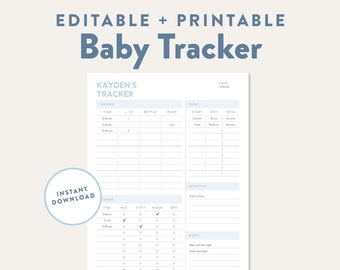 Printable Newborn Care Log, Editable Baby Tracker for Feeding, Diapers ...