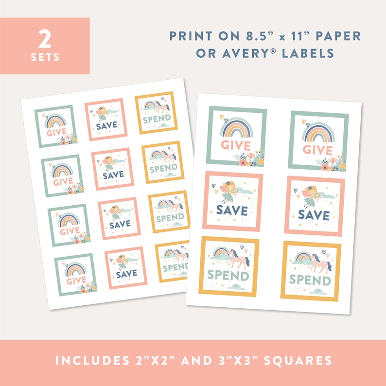 Give Save Spend Labels Printable Allowance Jar Label - Etsy