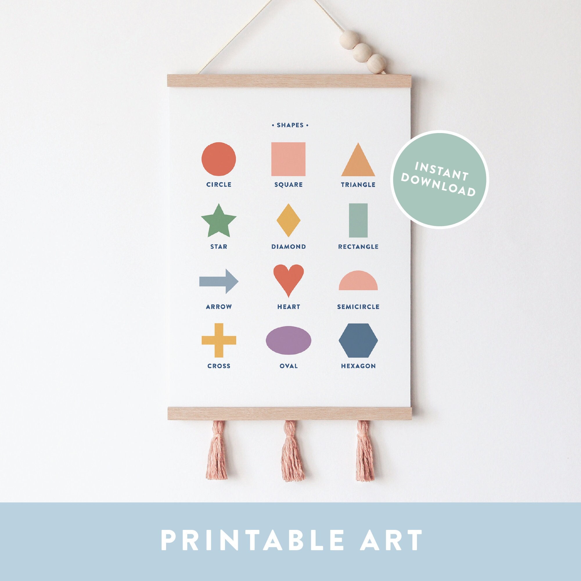 Shapes Educational Poster, Printable Wall Art, Playroom Wall Decor ...