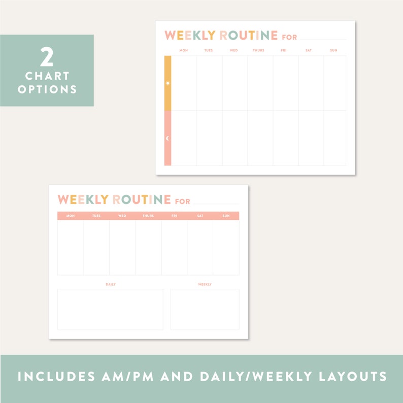 Weekly Routine Chart With Pictures, Printable Visual Chart for Kids ...