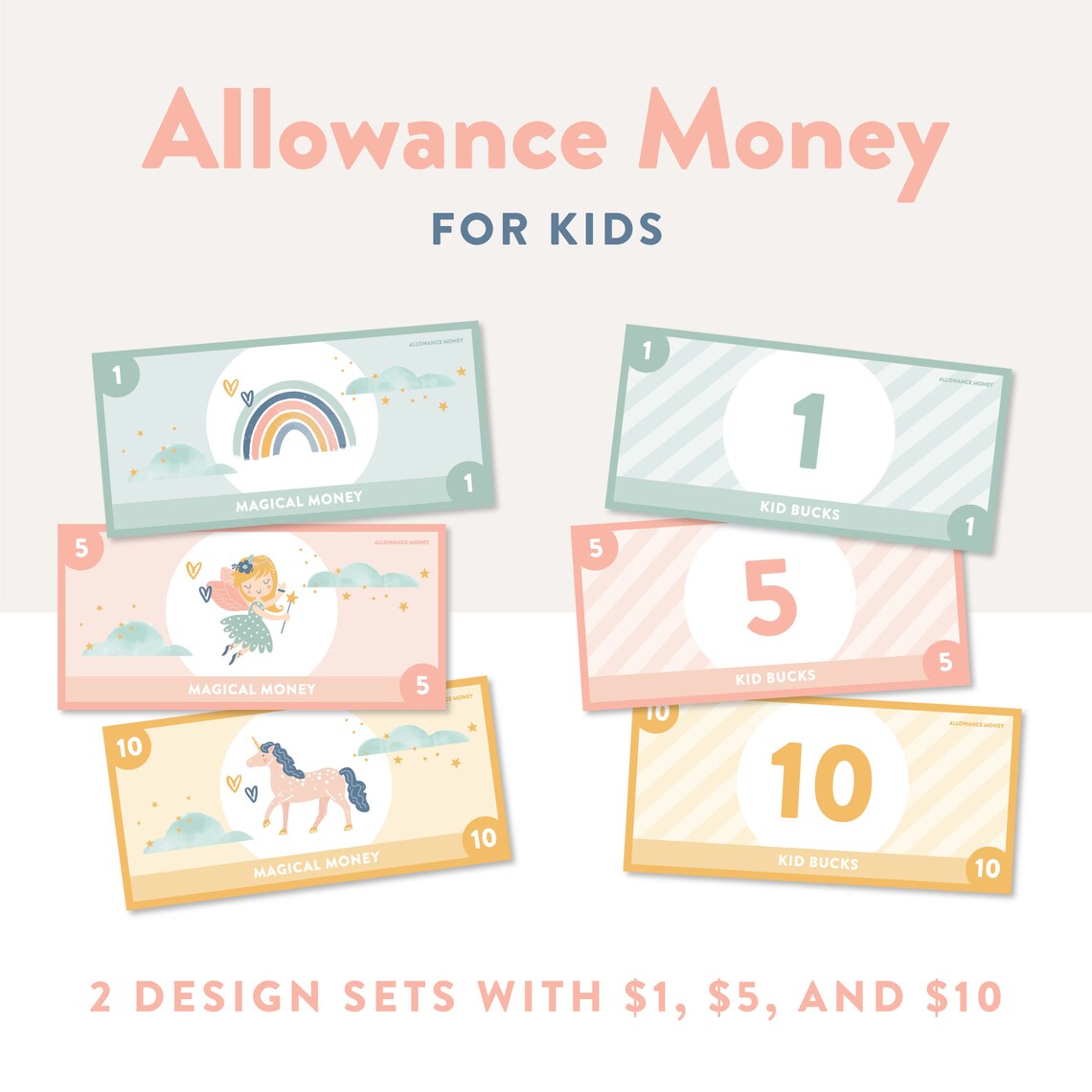 Allowance Money for Kids Printable Allowance Dollars Kid - Etsy
