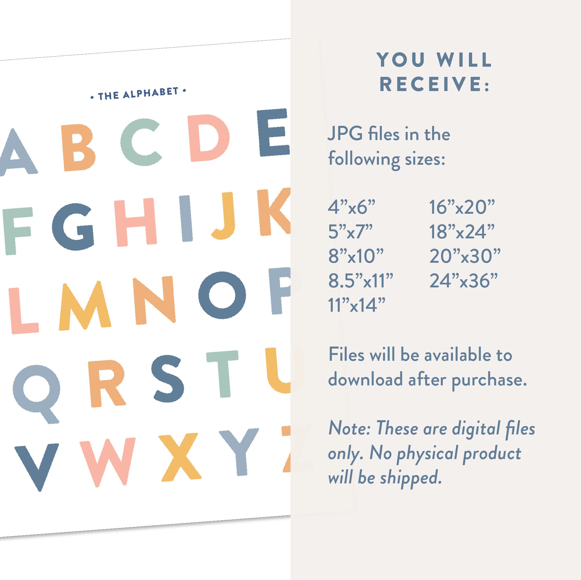 Pastel Alphabet Poster: A to Z Printable Wall Art (digital Download) - Etsy