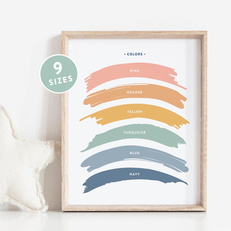 Color Chart Educational Poster, Printable Wall Art, Colour Poster ...
