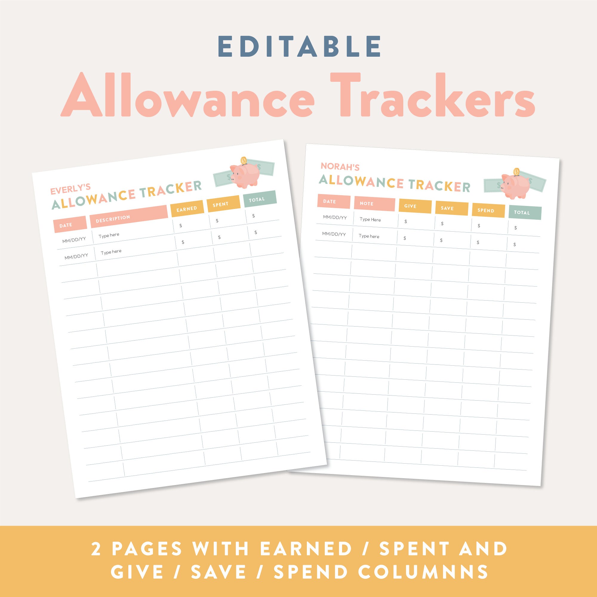 Printable Money Management Kit for Kids Allowance Charts - Etsy