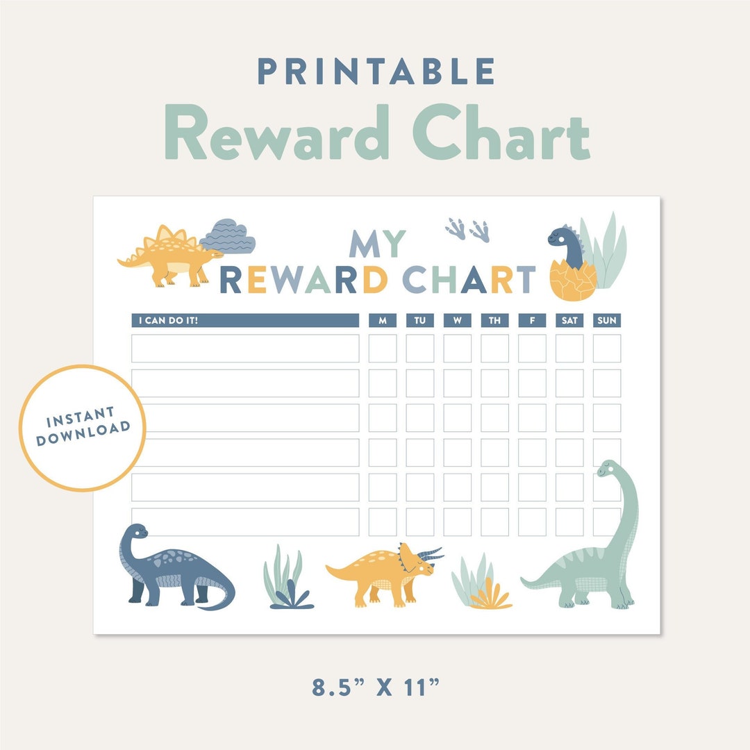 Dinosaur Reward Chart, Printable Sticker Chart, Kids Chart, Dino ...