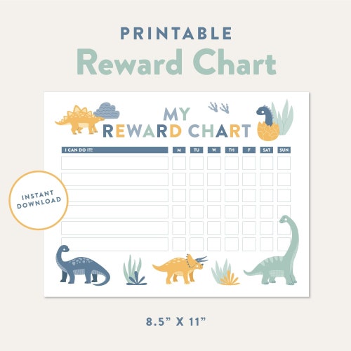 Dinosaur Reward Chart Printable Sticker Chart Kids Chart - Etsy Canada