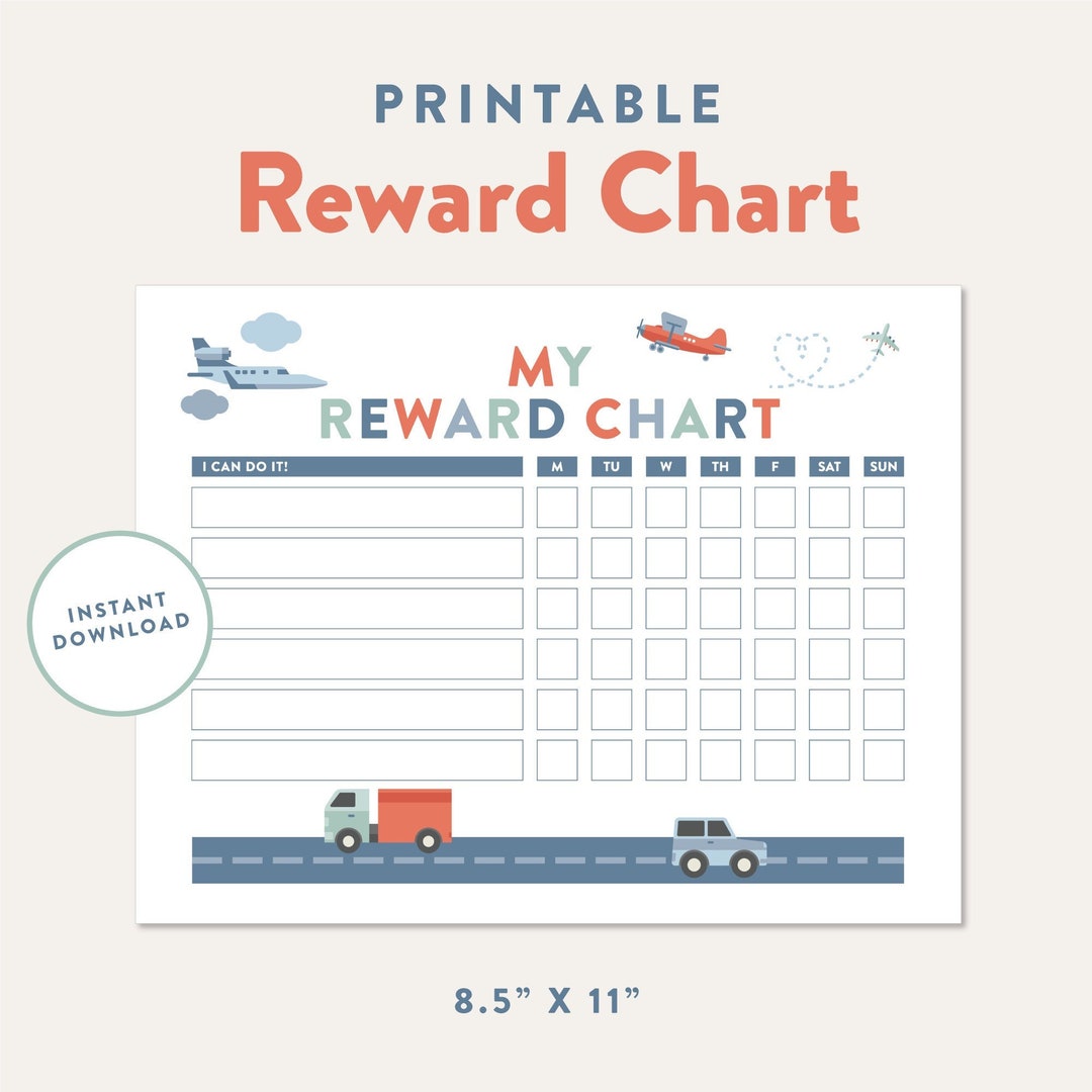 Transportation Reward Chart, Printable Sticker Chart for Kids, Cars ...