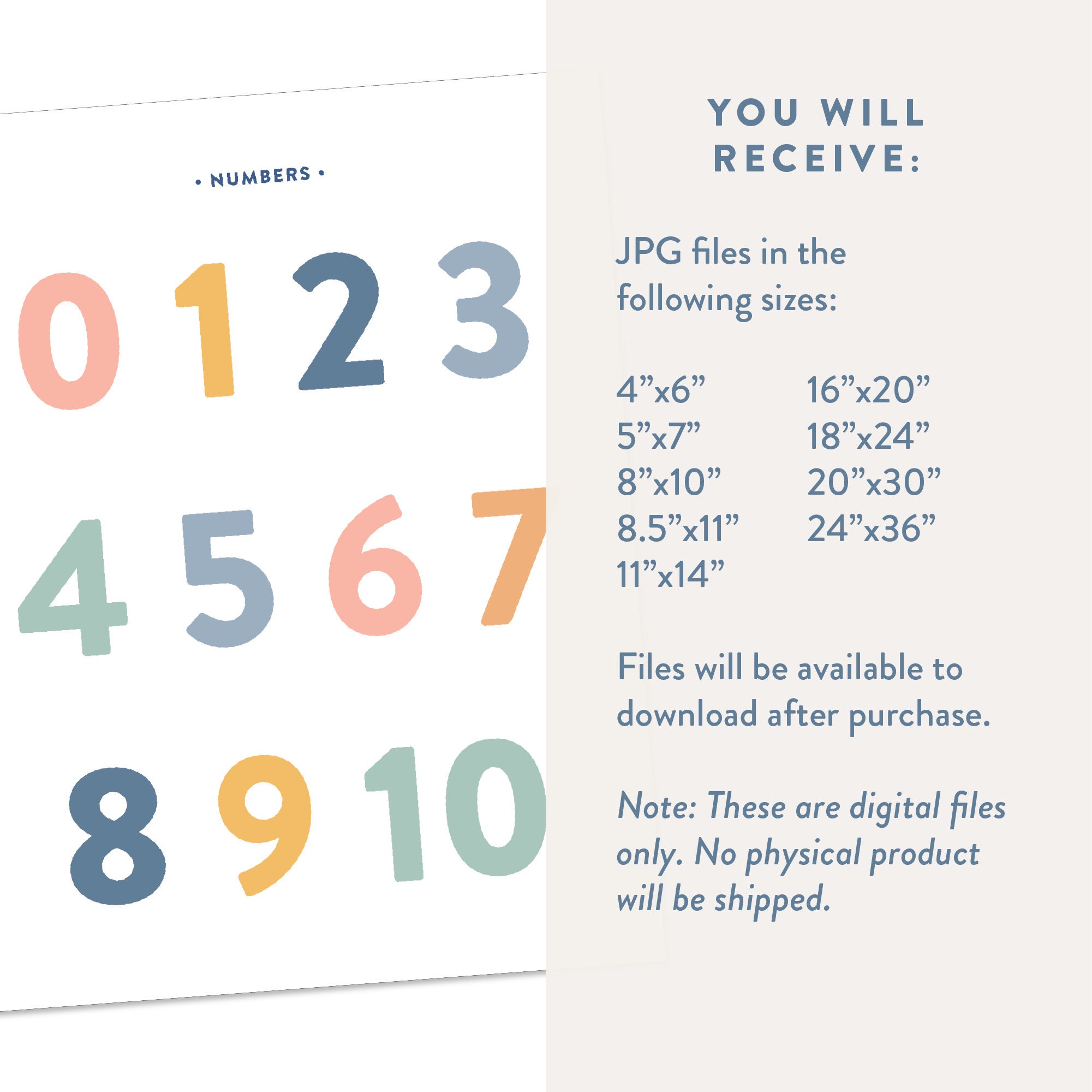 Numbers Educational Poster: Pastel Colors, Count to 10 (digital ...