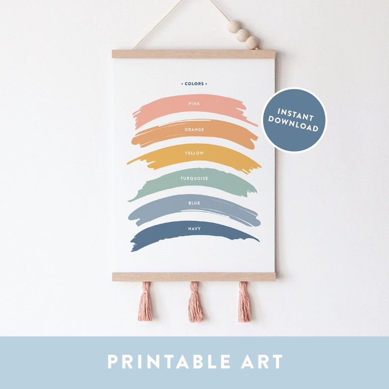Pastel Color Chart Poster: Rainbow Art, Homeschool Decor (digital ...