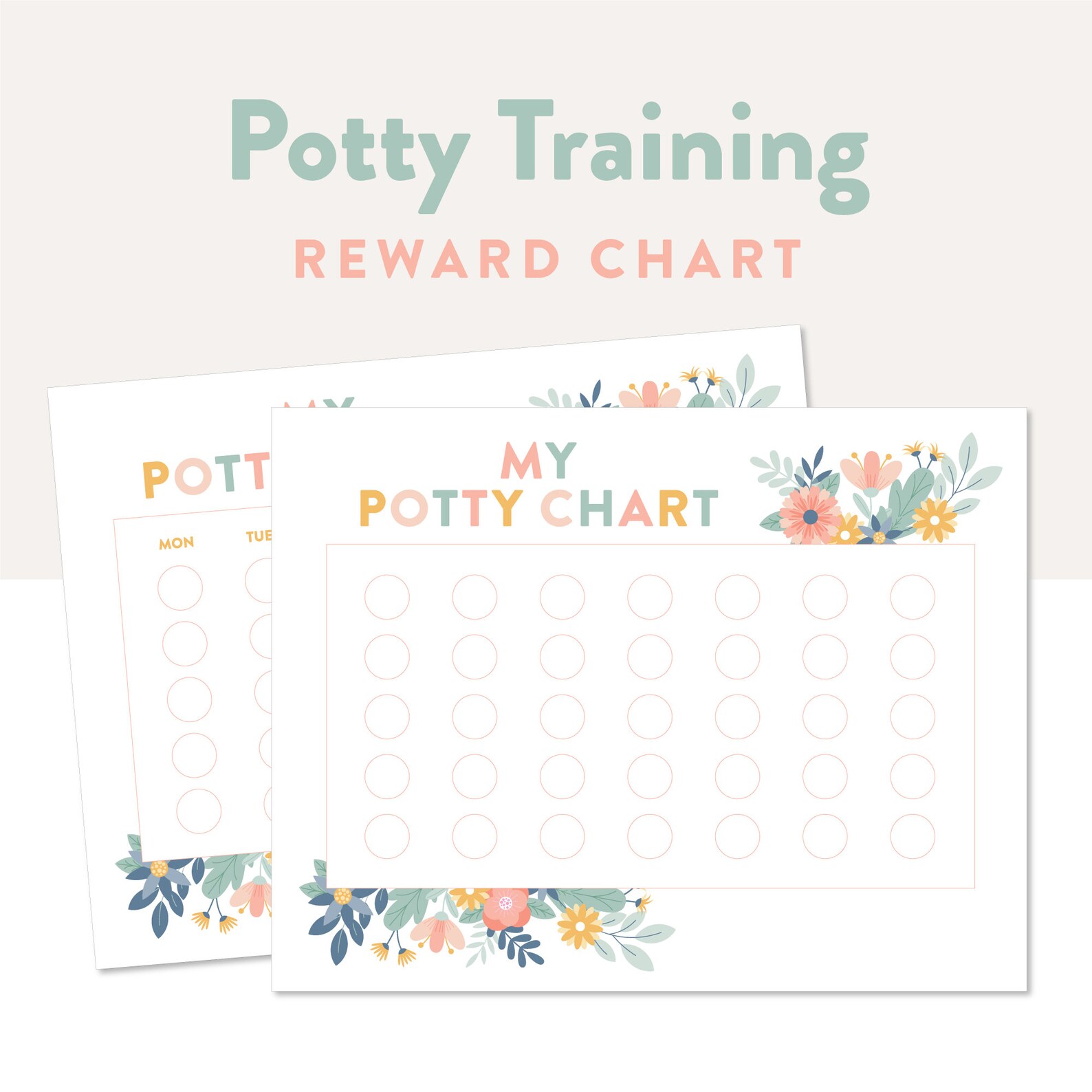 Floral Potty Chart, Printable Potty Training Reward Chart for Kids ...