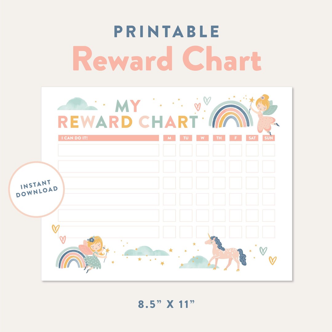 Unicorn Reward Chart: Rainbow Fairy Printable (PDF Download) - Etsy