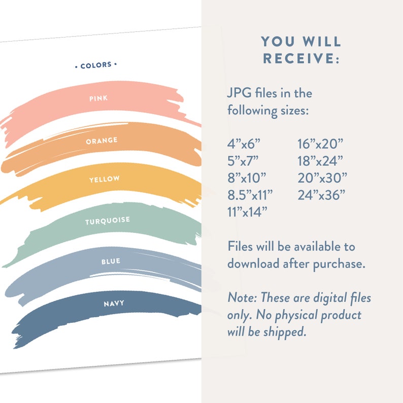 Pastel Color Chart Poster: Rainbow Art, Homeschool Decor (digital ...