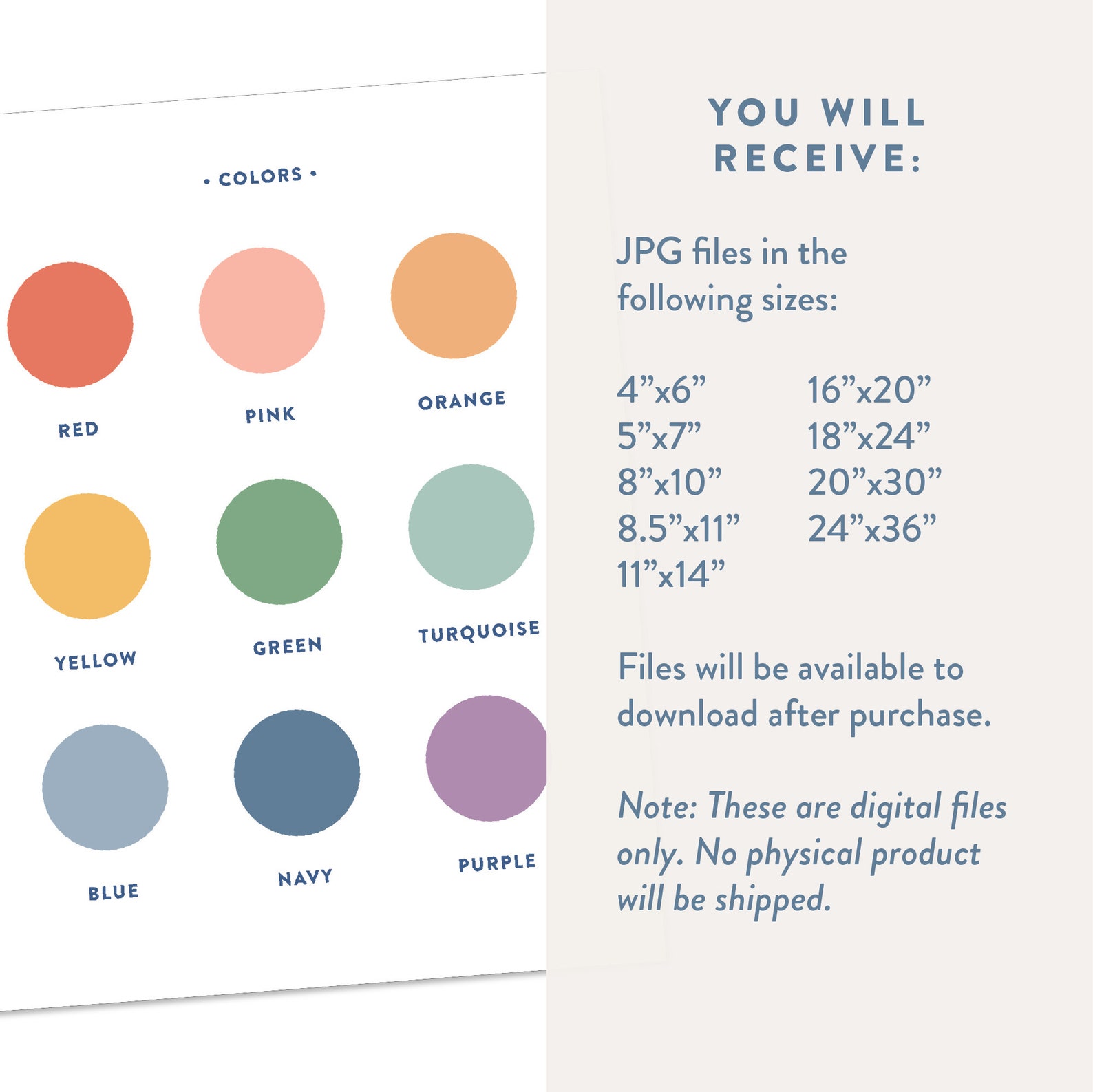 Color Chart Printable Wall Art: Rainbow Colors (digital Download) - Etsy