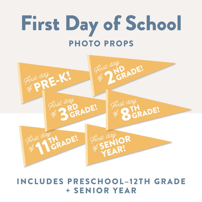First Day of School Printable Sign, Preschool–12th Grade, Yellow ...