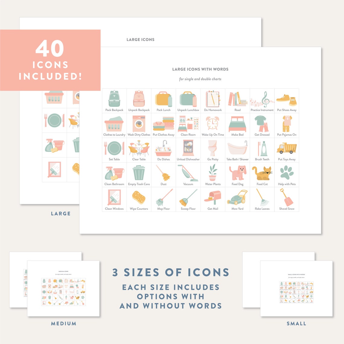 Visual Chore Charts for Kids, Printable Routine Chart, Visual ...