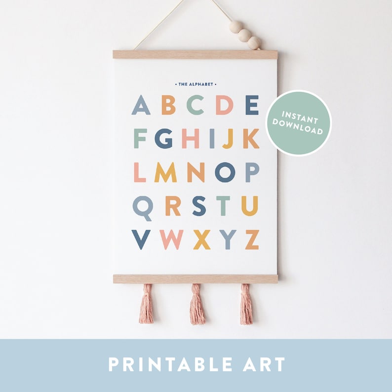 Pastel Alphabet Poster: A to Z Printable Wall Art (digital Download) - Etsy