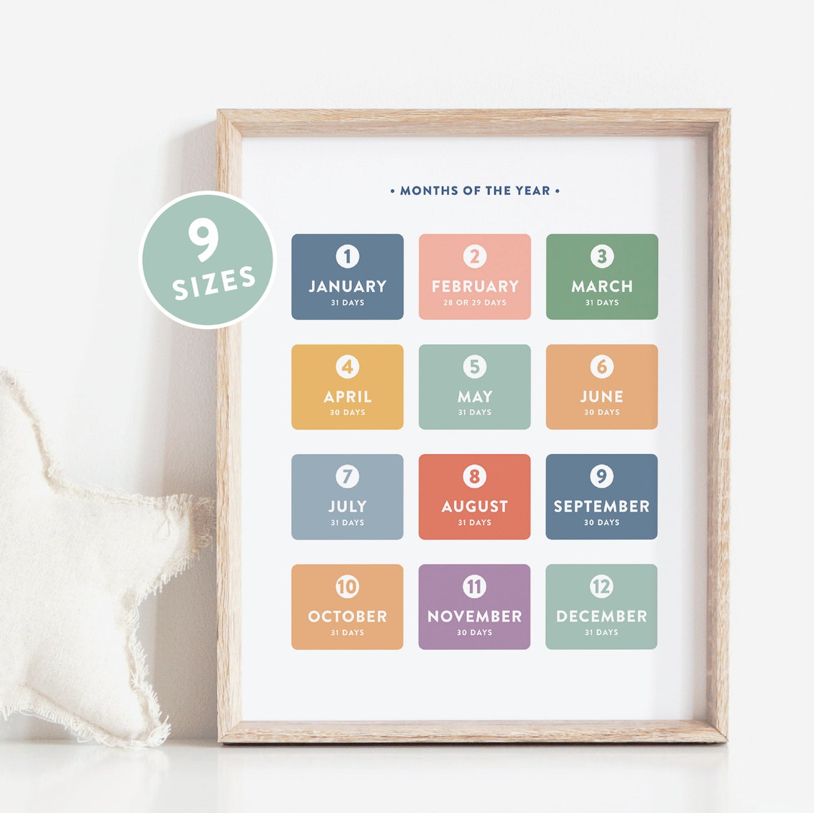 Months of the Year Educational Poster, Printable Wall Art, Classroom ...