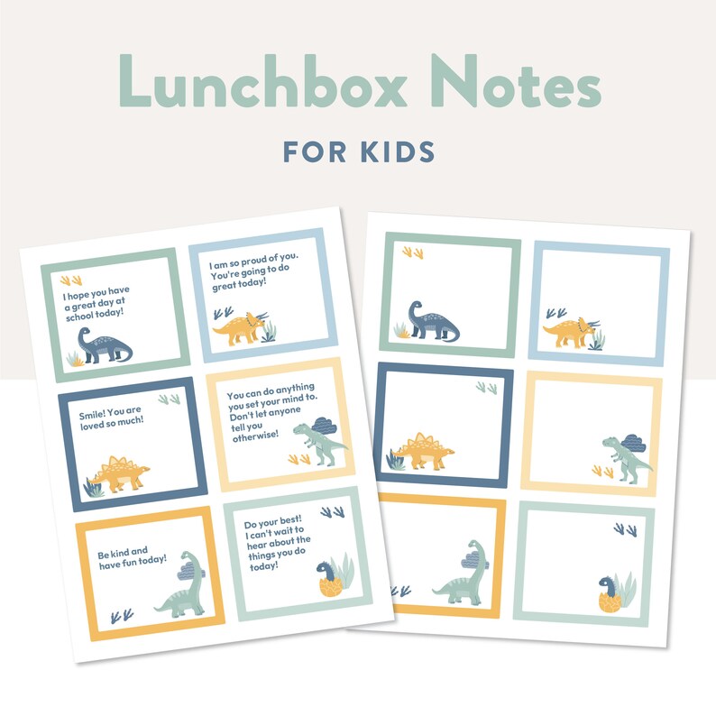 Editable Lunchbox Notes, Printable Dinosaur Notes for Kids ...
