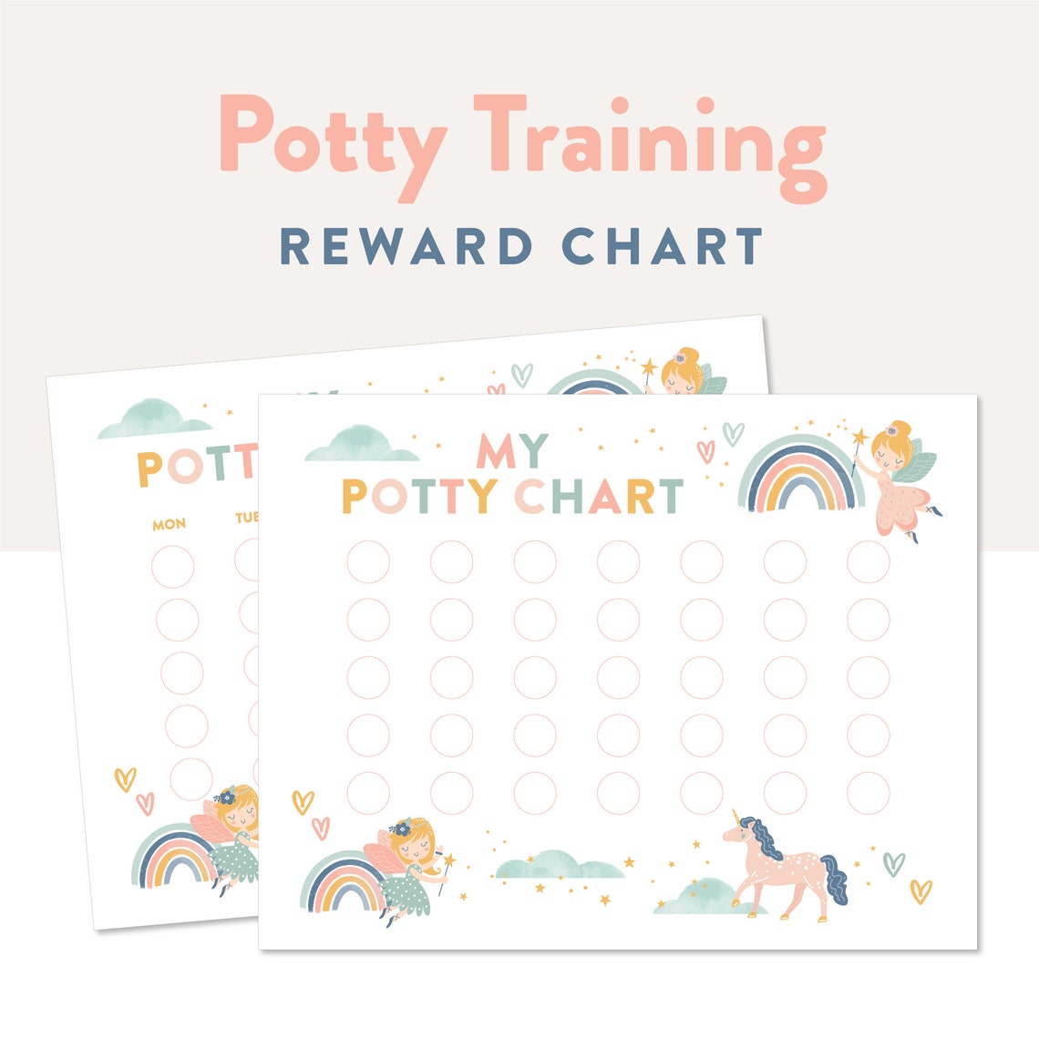 Unicorn Potty Chart, Printable Potty Training Reward Chart for Kids ...