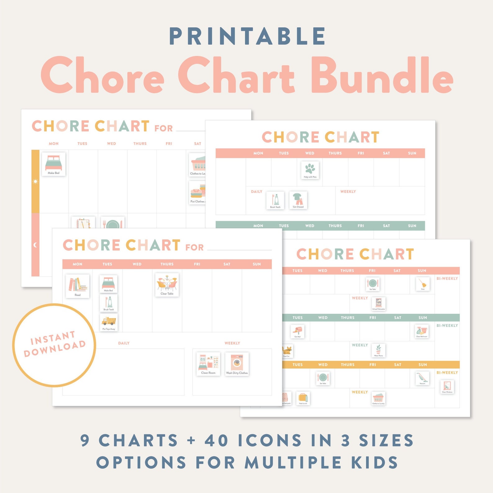 Visual Chore Charts for Kids, Printable Routine Chart, Visual ...