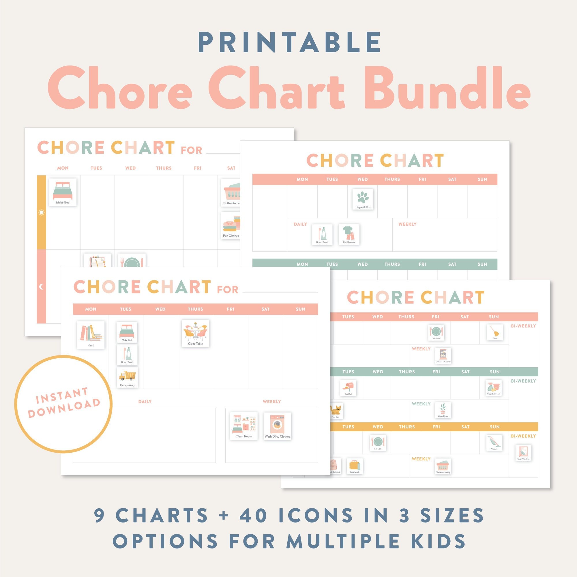 Visual Chore Charts for Kids, Printable Routine Chart, Visual ...