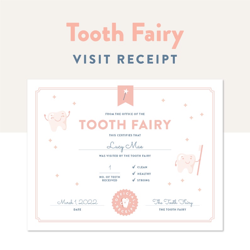 Editable Tooth Fairy Certificate Printable Tooth Fairy - Etsy Australia