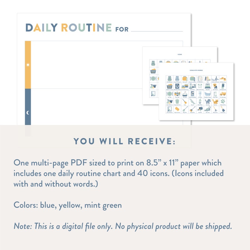Visual Daily Routine Chart With Pictures, Printable Visual Chart for ...