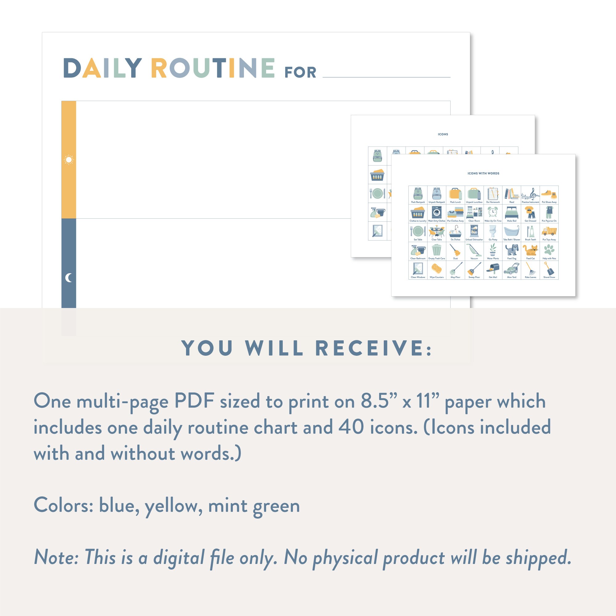 Visual Daily Routine Chart With Pictures, Printable Visual Chart for ...
