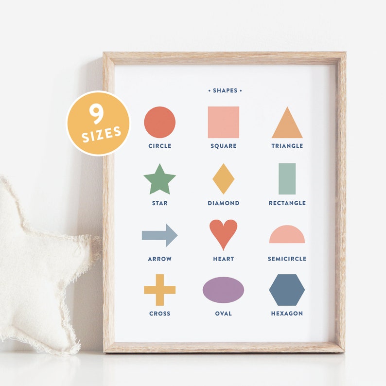 Shapes Educational Poster, Printable Wall Art, Playroom Wall Decor ...