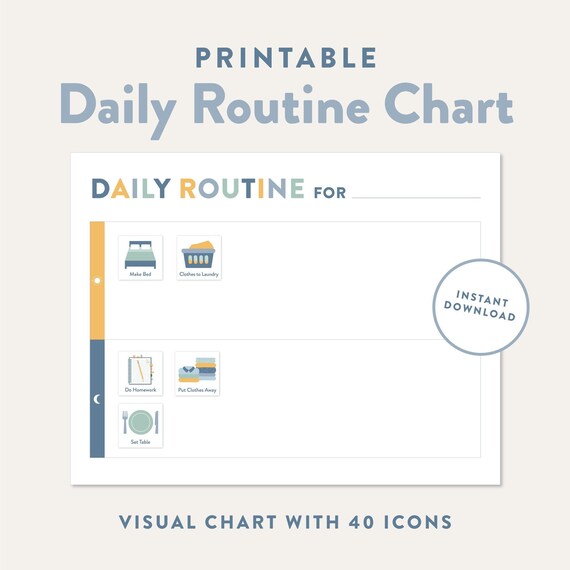 Visual Daily Routine Chart With Pictures Printable Visual | Etsy
