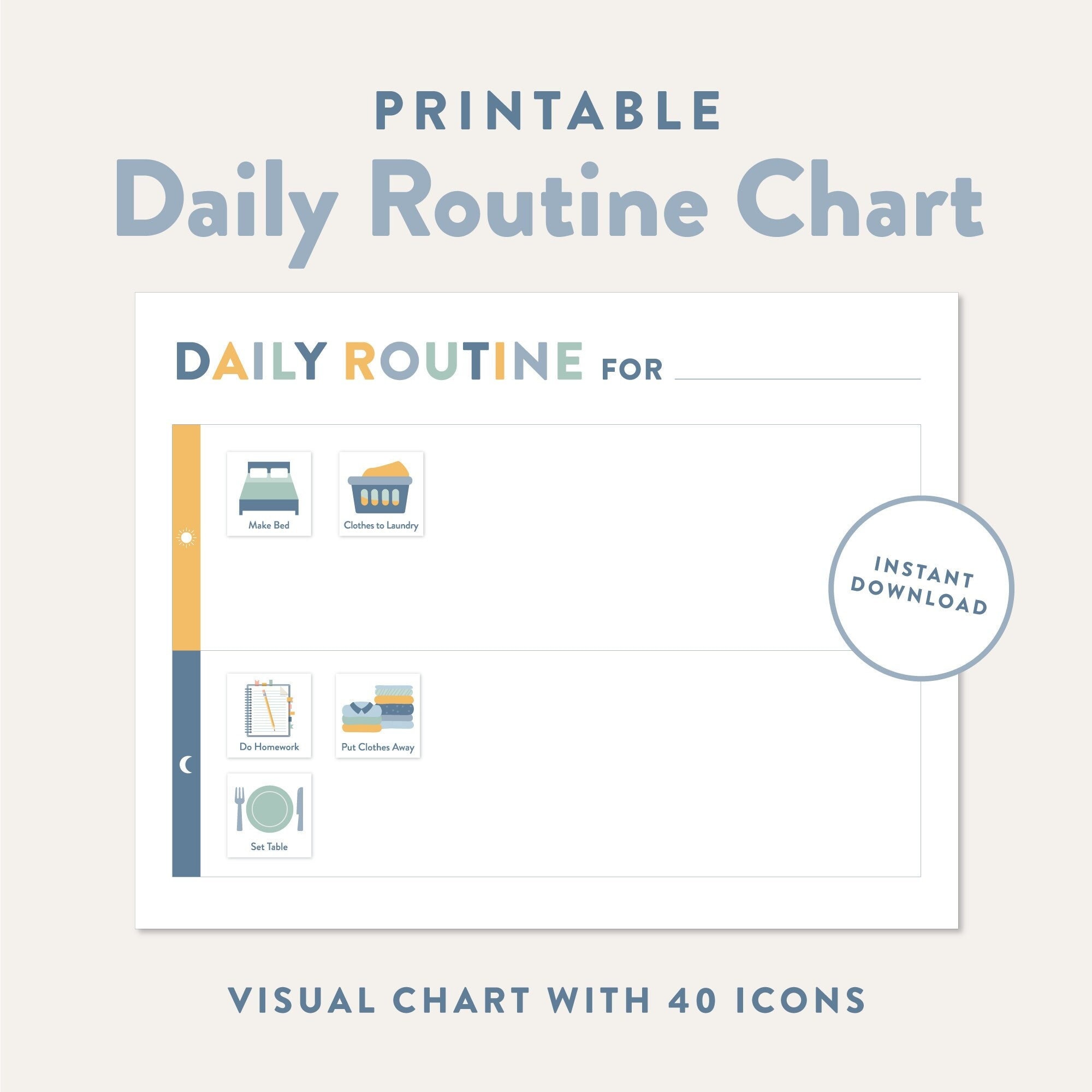 Visual Daily Routine Chart With Pictures, Printable Visual Chart for ...