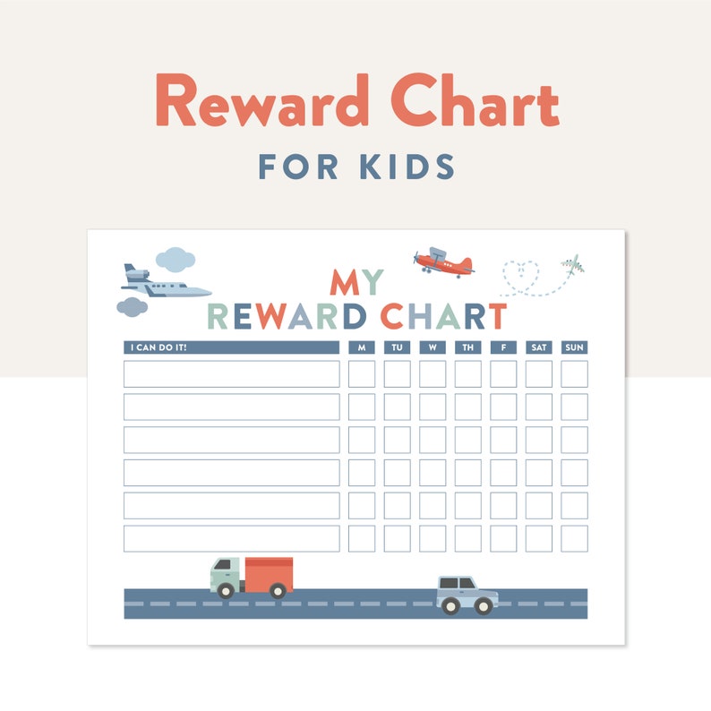 Transportation Reward Chart, Printable Sticker Chart for Kids, Cars ...