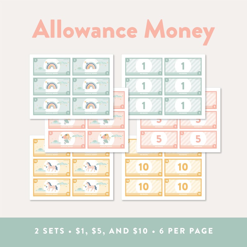 Printable Money Management Kit for Kids Allowance Charts - Etsy