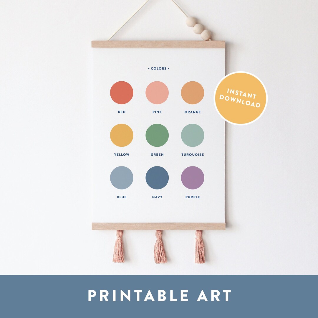 Color Chart Printable Wall Art, Educational Poster, Colour Printable ...