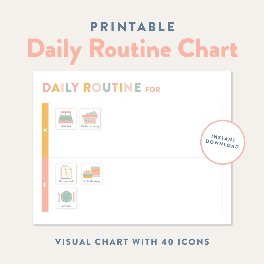 Visual Daily Routine Chart With Pictures, Printable Visual Chart for ...