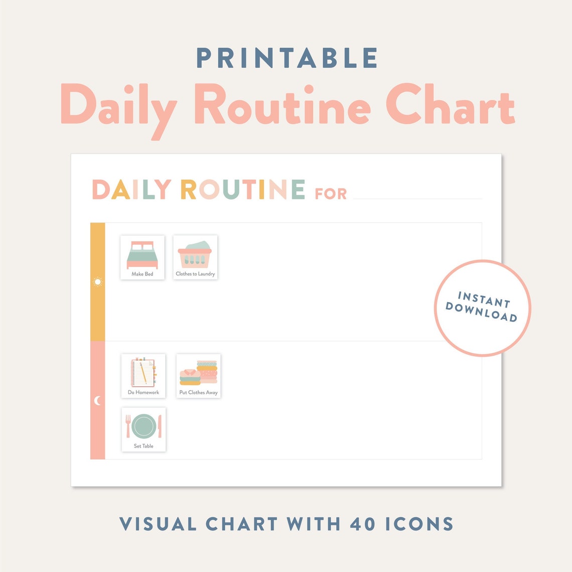 Visual Daily Routine Chart With Pictures, Printable Visual Chart for ...