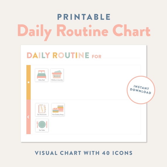 Visual Daily Routine Chart With Pictures Printable Visual | Etsy
