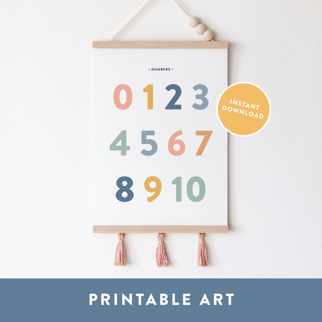 Numbers Educational Poster: Pastel Colors, Count to 10 (digital ...