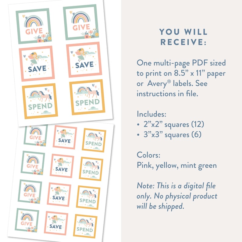 Give Save Spend Labels Printable Allowance Jar (Instant Download) - Etsy