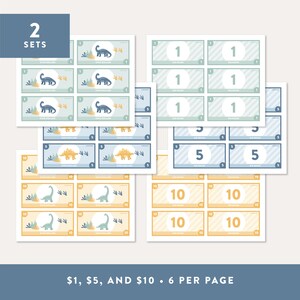 Allowance Money for Kids, Printable Allowance Dollars, Dino Dollars ...