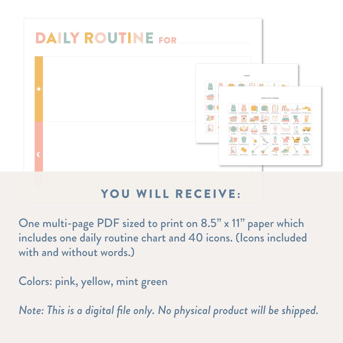 Visual Daily Routine Chart With Pictures, Printable Visual Chart for ...