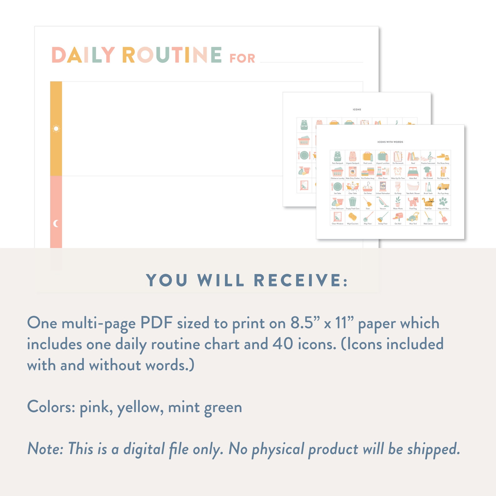 Visual Daily Routine Chart With Pictures, Printable Visual Chart for ...